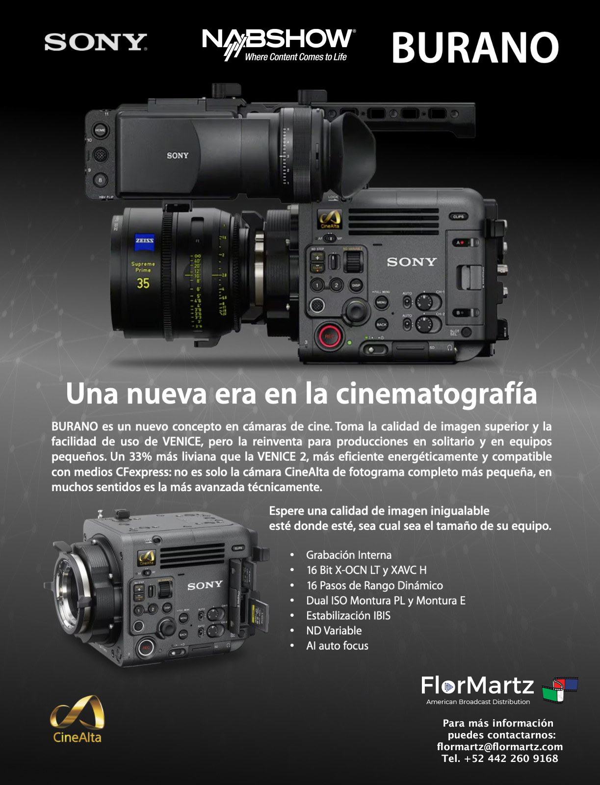 SONY BURANO CON ENTREGA EN EL NAB 2024 (CANTIDADES LIMITADAS) – Flormartz